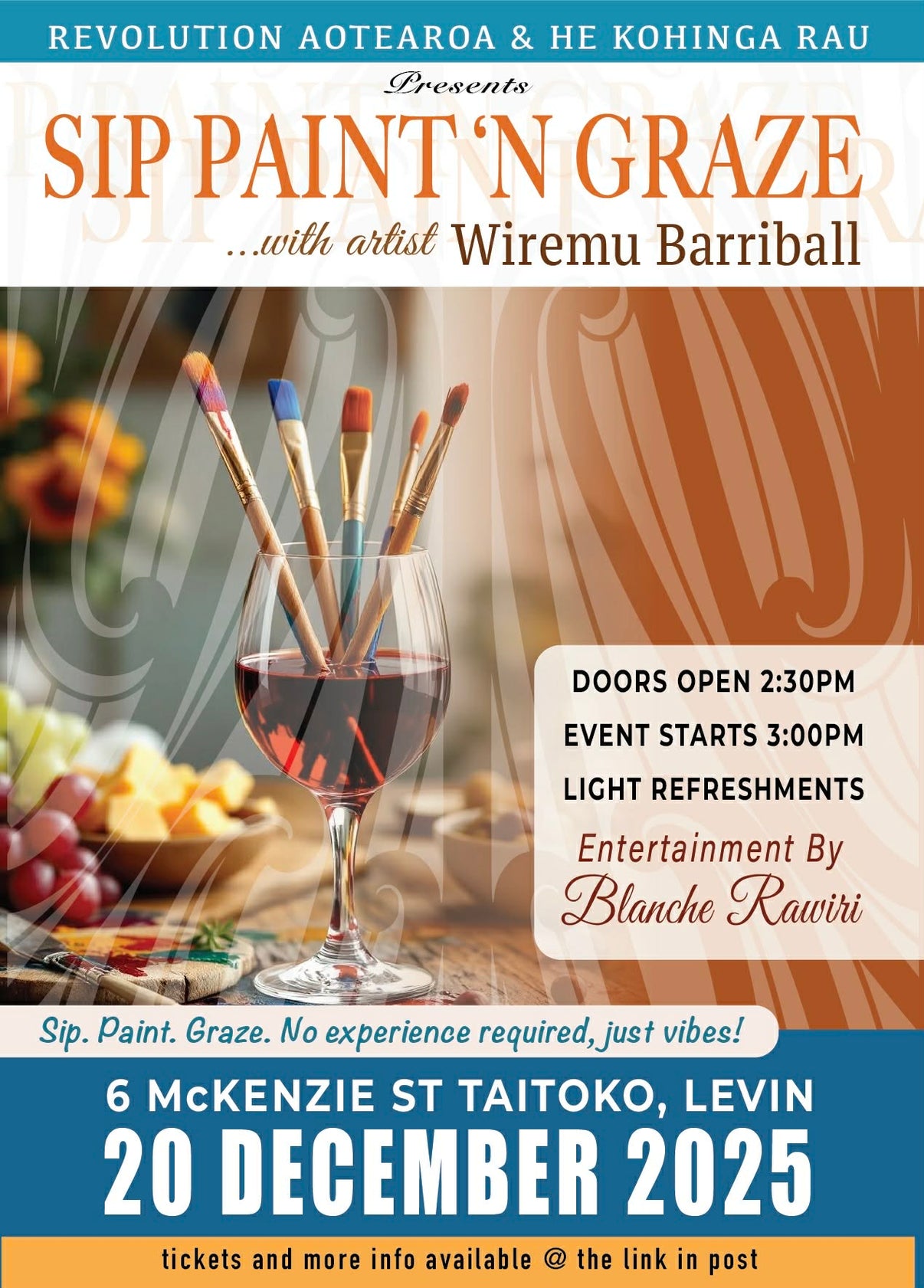 Sip, paint and graze ticket – Revolution Aotearoa