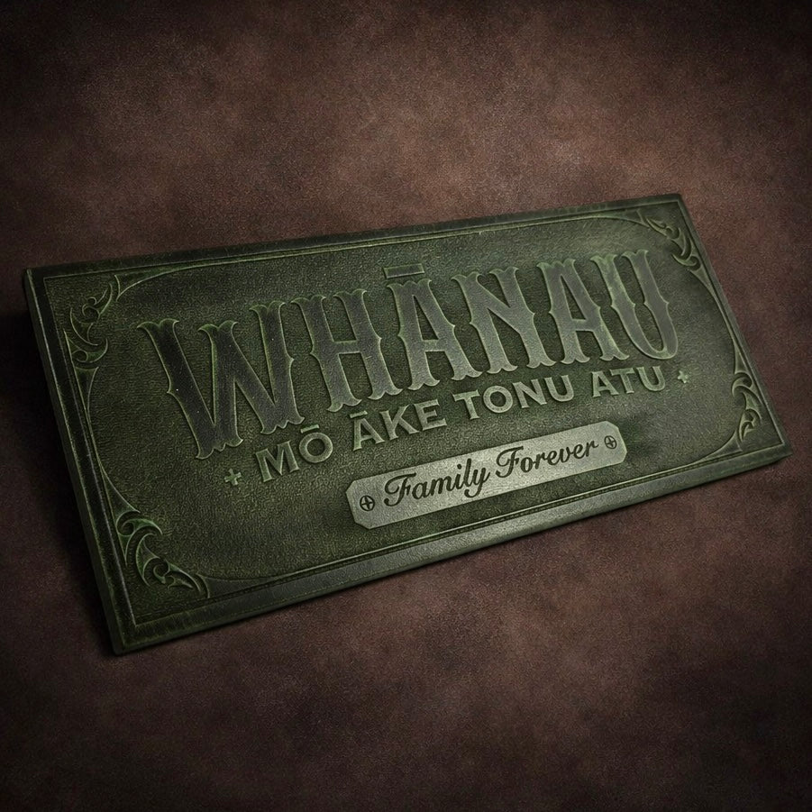 Sign / Wall Plaque - Whānau Mō Āke Tonu Atu - Green – Revolution Aotearoa
